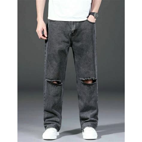 Jual CELANA SOBEK PRIA RIPPED JEANS ROBEK STANDAR REGULER BASIC JINS