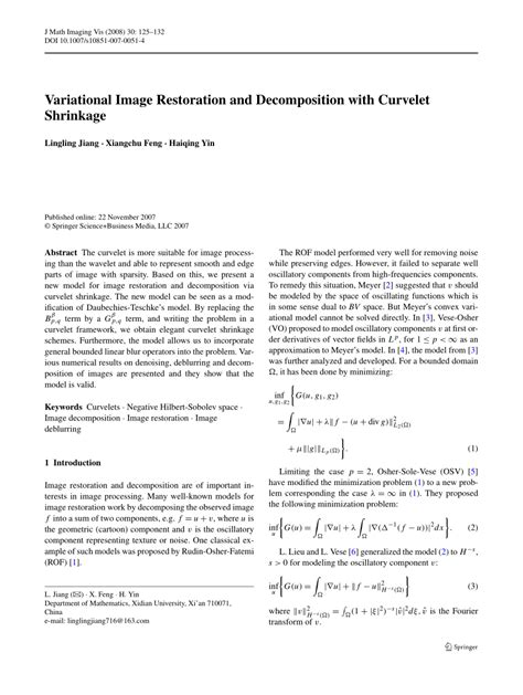 pdf variational image restoration and decomposition with curvelet shrinkage