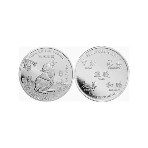 1 Oz Silber LUNAR Round 2023 BU Lunar Hase Jahr Des Hasen Lunar
