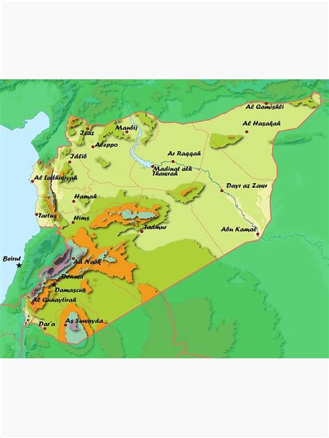 Syria Detailed Physical Map Topographic Map Of Syria With Country