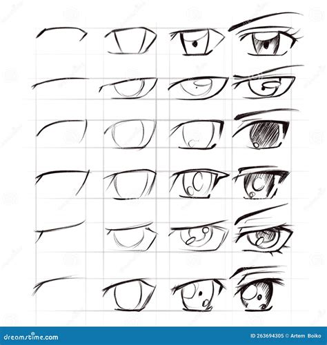 Artione Cómo Dibujar Ojos De Anime Stock de ilustración Ilustración