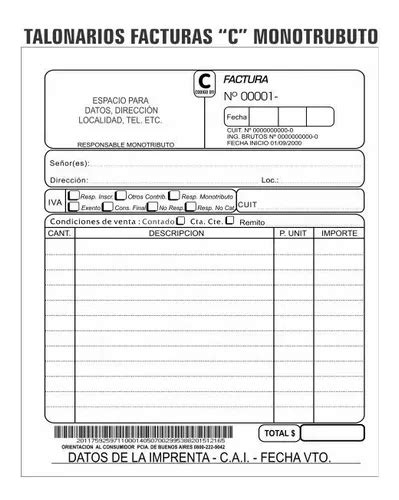 Talonarios Factura Remito Recibo Monotributo X En Venta En