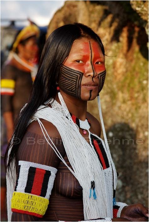 Brazil Portrait Of A Kayapo Woman Bettina Boehme Native People