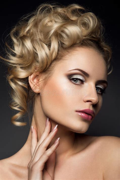 Glamour Portrait Of Beautiful Woman Model With Stock Image Image Of