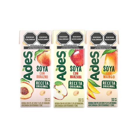 Ades Bebida De Soya Con Jugo De Frutas 36 Pzas De 200ml