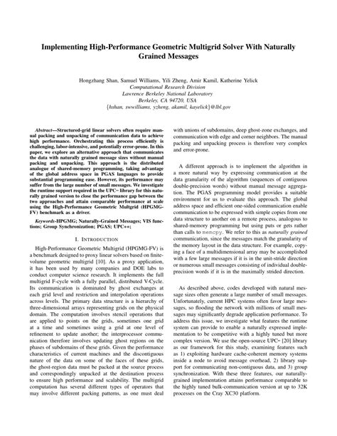 pdf implementing high performance geometric multigrid solver with naturally grained messages