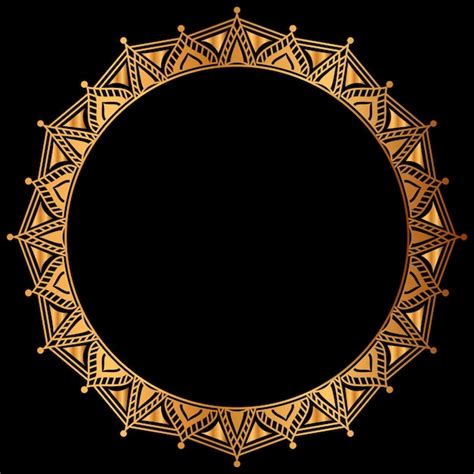 Cadre De Cercle Doré De Luxe Avec Motif Circulaire Or Mandala Vintage