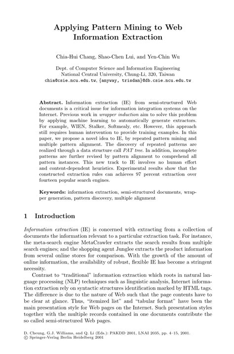pdf applying pattern mining to web information extraction