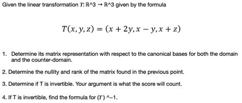 solved given the linear transformation t r 3 → r 3 given by