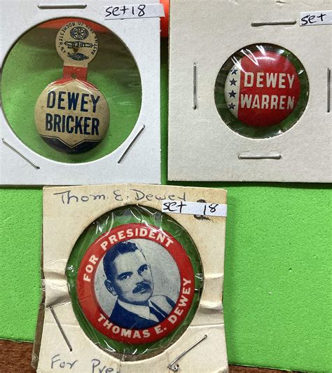 Three Thomas Dewey Campaign Buttons Thomas E Dewey And Earl Warren