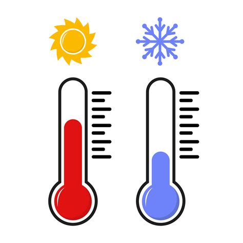 Thermometer With Heat And Cold Measurement Scale With Sun And