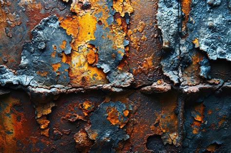 Premium Photo A Rusted Metal Surface With Peeling Paint