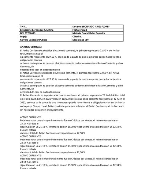 Tp Cuadro Entregable Contabilidad Superior Tp Docente Leonardo
