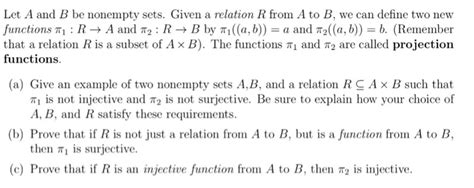 solved let a and b be nonempty sets given a relation r from