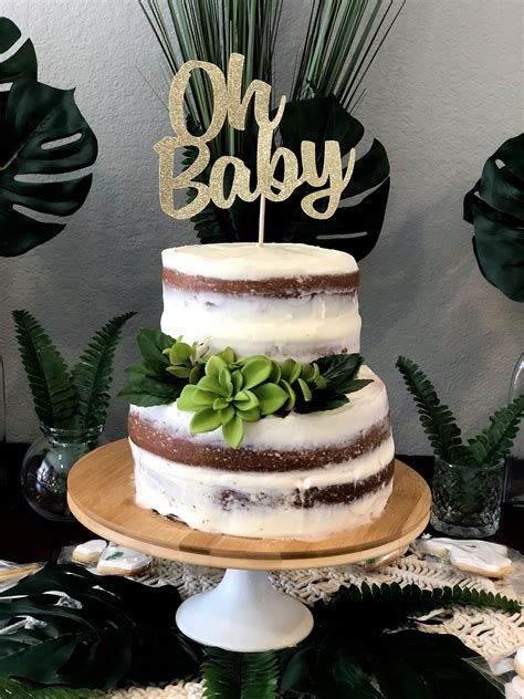 Tropical Jungle Themed Baby Shower Naked Cake Safari Baby Shower Cake