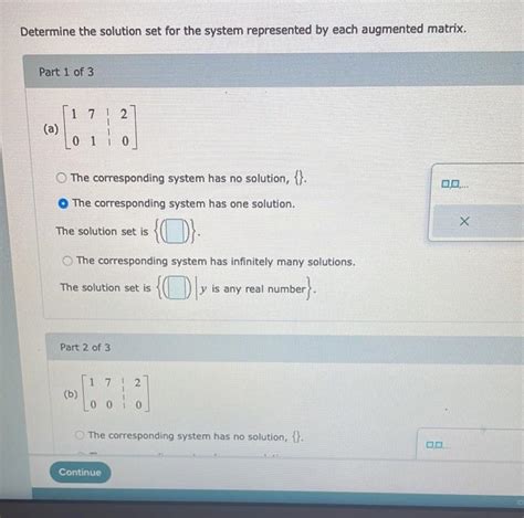 solved determine the solution set for the system represented