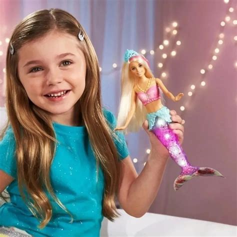 Boneca Barbie Sereia Luzes Arco Ris Mattel Shopee Brasil