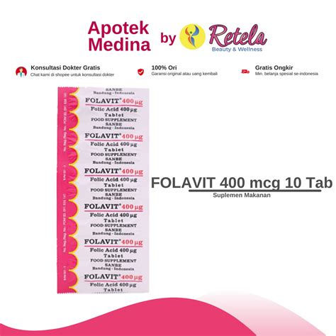 Jual Folavit 400 Mcg 10 Tablet Suplemen Promil Asam Folat