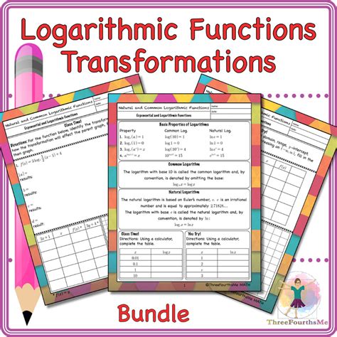 logarithmic transformations bundle logarithmic functions algebra activities scaffolded notes