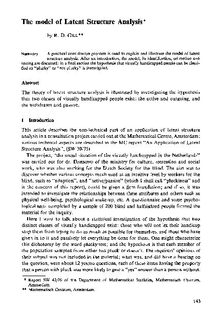 pdf the model of latent structure analysis richard gill