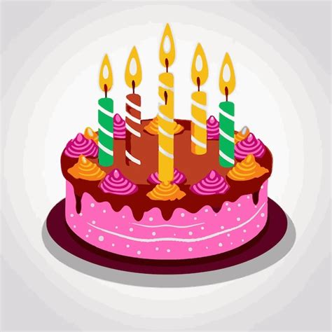 Un pastel de cumpleaños rosa con velas y las palabras feliz cumpleaños