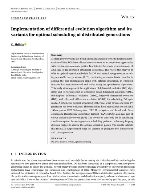 pdf implementation of differential evolution algorithm and its variants for optimal scheduling