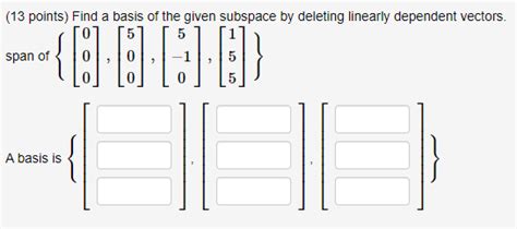 solved 13 points find a basis of the given subspace by