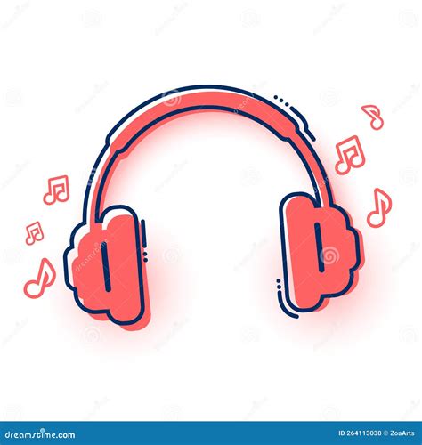 Modern Headphone Music Icon With Notes Stock Vector Illustration Of