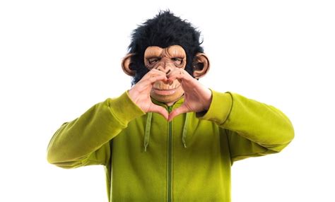 Free Photo Monkey Man Making A Heart With His Hands