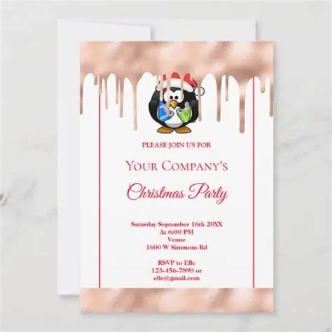 White Rose Gold Drip Funny Christmas Party Invitation Zazzle