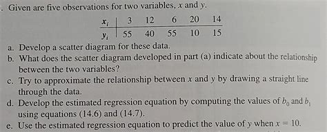 Solved Xi Given Are Five Observations For Two Variables X Chegg