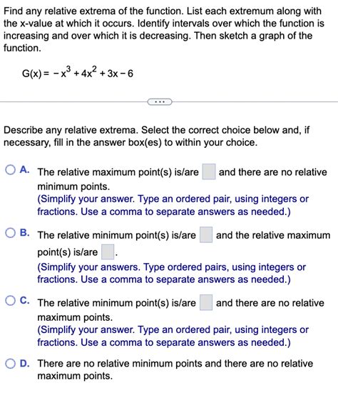 solved find any relative extrema of the function list each