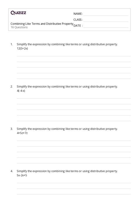 Distributive Property Worksheets On Quizizz Free Printable