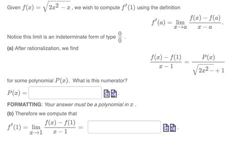solved given f x 2x2−x we wish to compute f′ 1 using the
