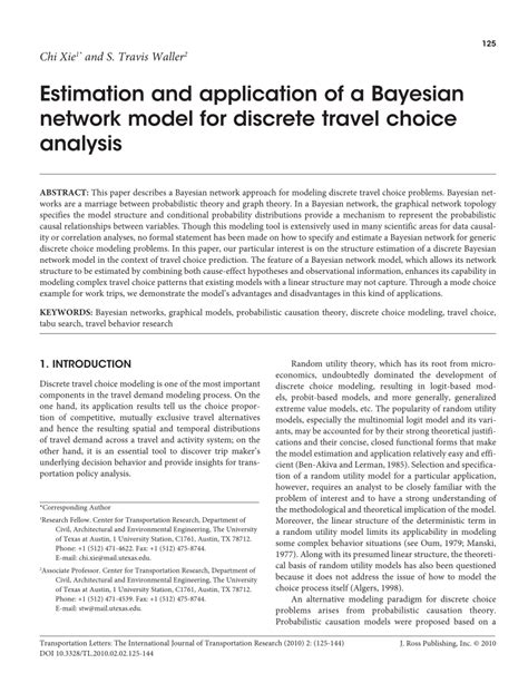 pdf estimation and application of a bayesian network model for discrete travel choice analysis