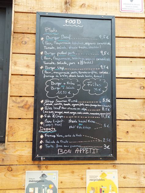 Menu au Guinguette De L éperon pub et bar Ancenis