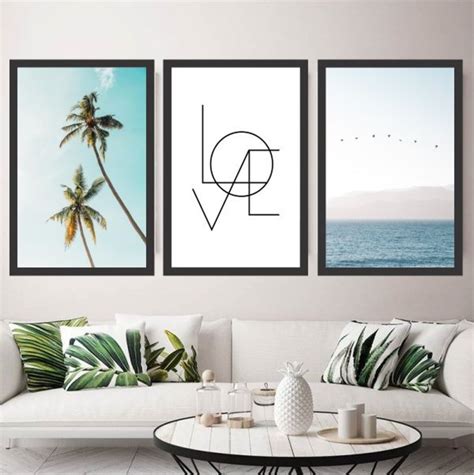 Kit 3 Quadros Love Casal Praia Decoração Coqueiros Moldura Elo7