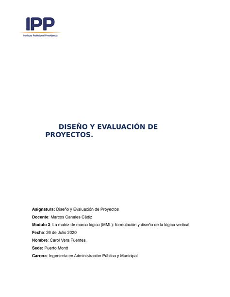 TIM3 Diseño Y Evaluacion DE Proyectos DISEÑO Y EVALUACIÓN DE