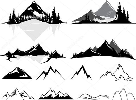 Berge und Hügel realistisch oder stilisiert Stock Vektorgrafik von