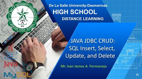 java jdbc crud sql insert select update and delete youtube