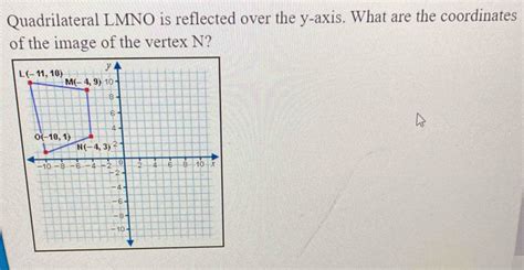Solved Quadrilateral LMNO Is Reflected Over The Y Axis What Are The