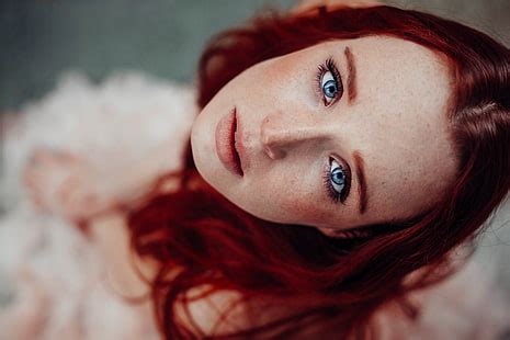 Hd Wallpaper Max Pyzhik Women Elizaveta Kurilko Redhead Blue Eyes