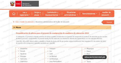Minedu Prepublicaci N De Plazas Para Reasignaci N De Auxiliares De