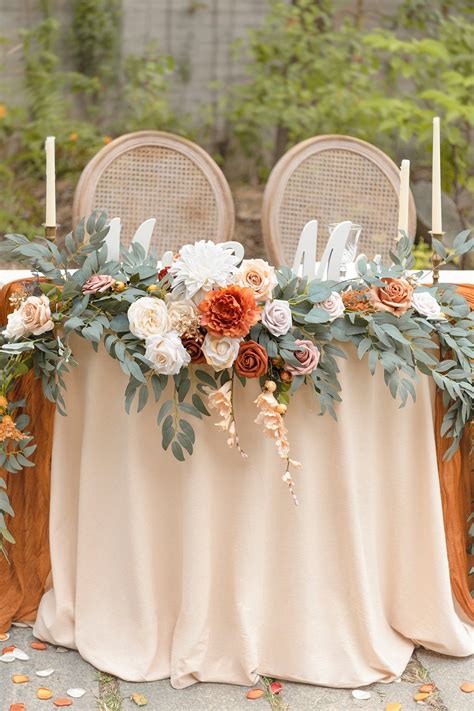 Ft Flower Garland For Sweetheart Head Table Sunset Terracotta