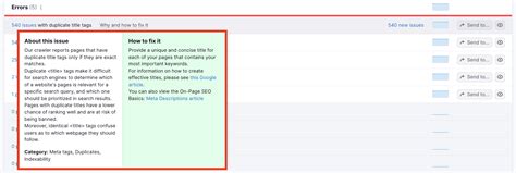 Reviewing Your Site Audit Issues Semrush Manual
