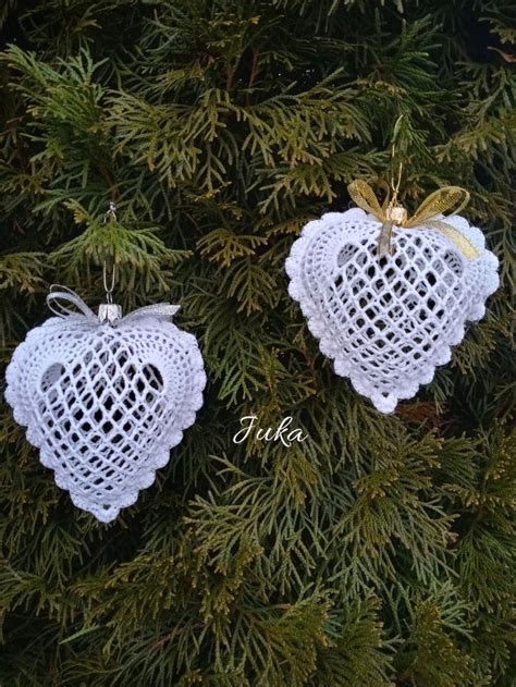 szydełkowa bombka choinkowa serduszko 12x11cm Crochet Crochet