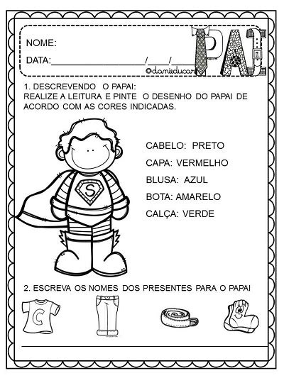 Atividades De Alfabetiza O Dia Dos Pais