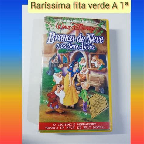 fita VHS Branca de Neve e os Sete Anões primeira tiragem Verde Shopee