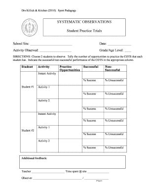 Systematic Observation Form Fill And Sign Printable Template Online