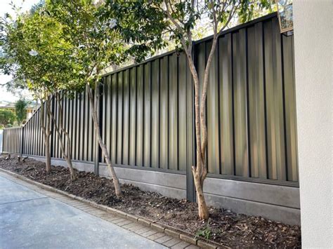 Metline Colorbond Fence With Concrete Sleepers Min Timber Fencing